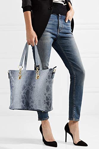 HOXIS Pack of 7 Bags Women Multi-purpose Classic Design Patent Purse Leather Leatherette Shoulder Handbag (Light Color Snake Pattern)