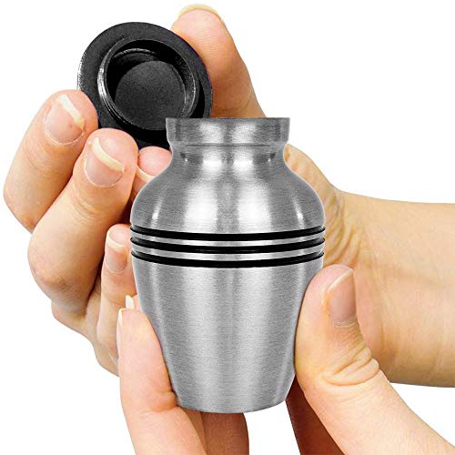 Trupoint Memorials Small Keepsake Urn for Human Ashes - Set of 1 - Beautiful and Timeless Token to Remember Your Loved One Lost - with Box and Velvet Bag -Find Comfort (Pewter Classic)