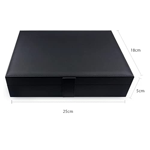 HONEY BEAR Men/Women's Cufflinks Jewelry Box - Faux Leather Display Case Storage Organizer Black, for Rings Earrings Tie Clips