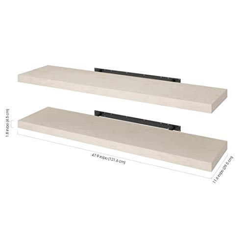 Bestar Universel 12W Set of 48W x 12D Floating Shelves in Natural Yellow Birch