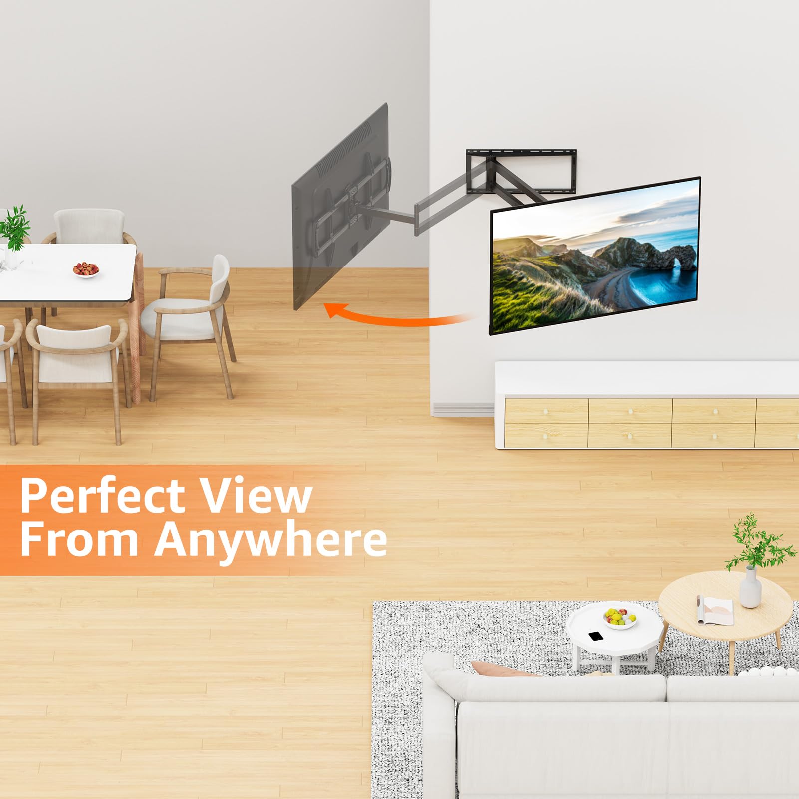 ELIVED Long Extension TV Mount for Most 37-75 Inch TV, Full Motion Wall Bracket with 29.5 inch Long Arm Articulating TV Wall Mount, Max VESA 600x400mm, Holds up to 88lbs, fits Wood Studs 12"-24".