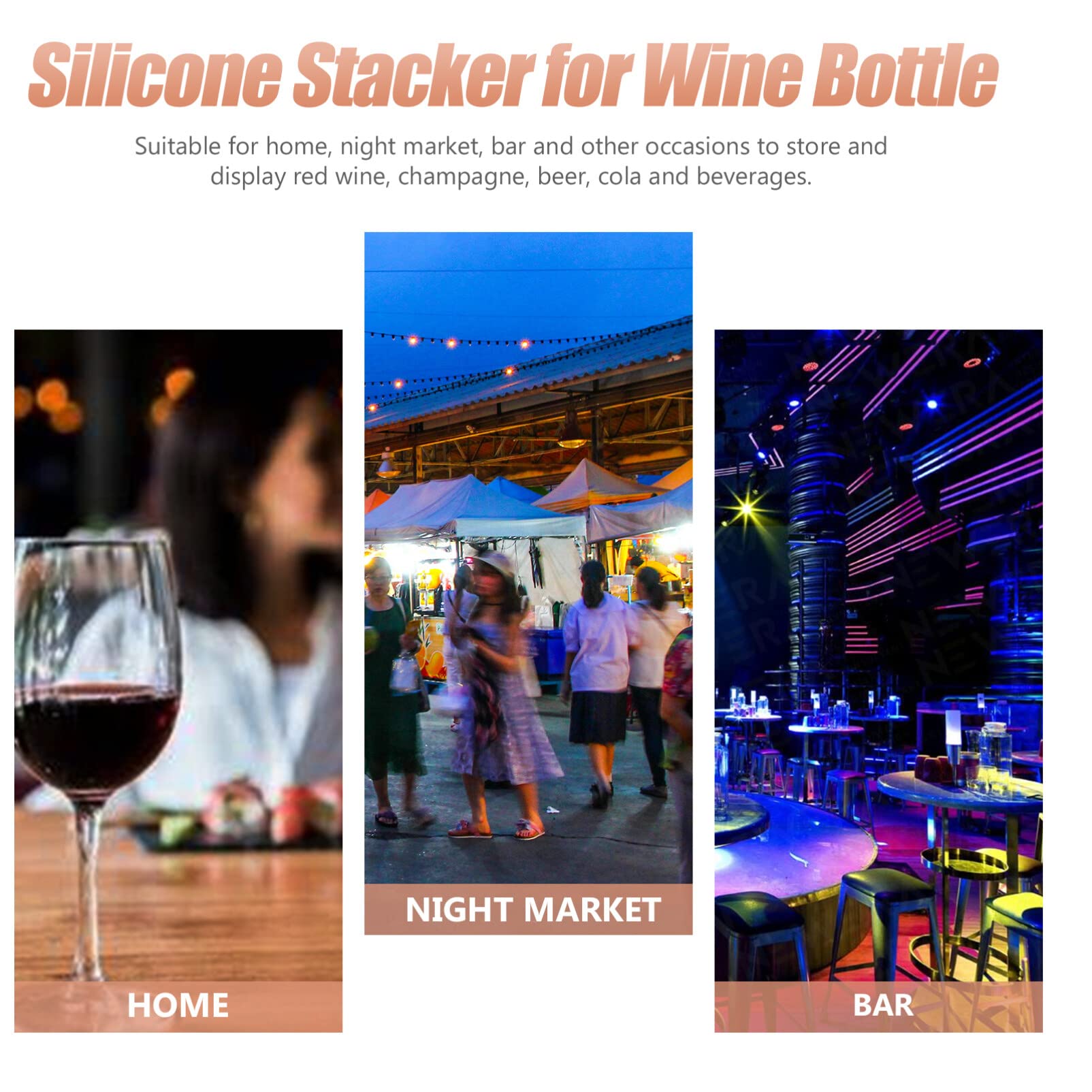 Cabilock Foldable Silicone Wine Stacker Set Beer Can Rack Wine Bottle Holders Bottle Stacking Mat Wine Holder Stacks Cans Easy Storage Refrigerator Organizer