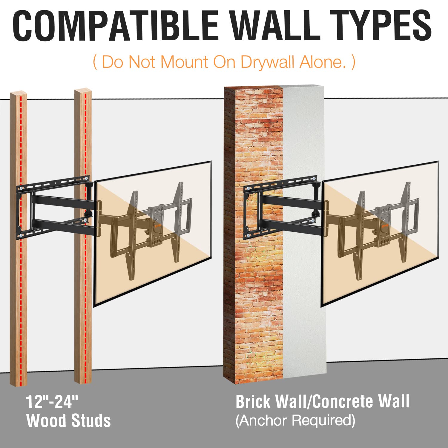 ELIVED Long Extension TV Mount for Most 37-75 Inch TV, Full Motion Wall Bracket with 29.5 inch Long Arm Articulating TV Wall Mount, Max VESA 600x400mm, Holds up to 88lbs, fits Wood Studs 12"-24".