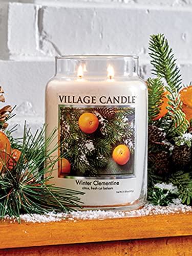 Village Candle Winter Clementine Large Apothecary Jar, Scented Candle, 21.25 oz.