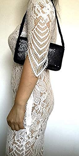 Frewahmesh Womens Evening Clutch Metal Mesh purse handbag with short shoulder strap for Cocktail Party Prom Wedding (Black)