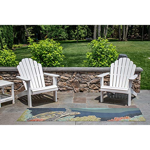 Liora Manne Ravella Indoor Outdoor Rug - Nautical Rug, Sea Life & Ocean Theme Decor, Comfortable & Durable, UV Stabilized, Stain Resistant Rug, Ocean Blue, 2' x 5'