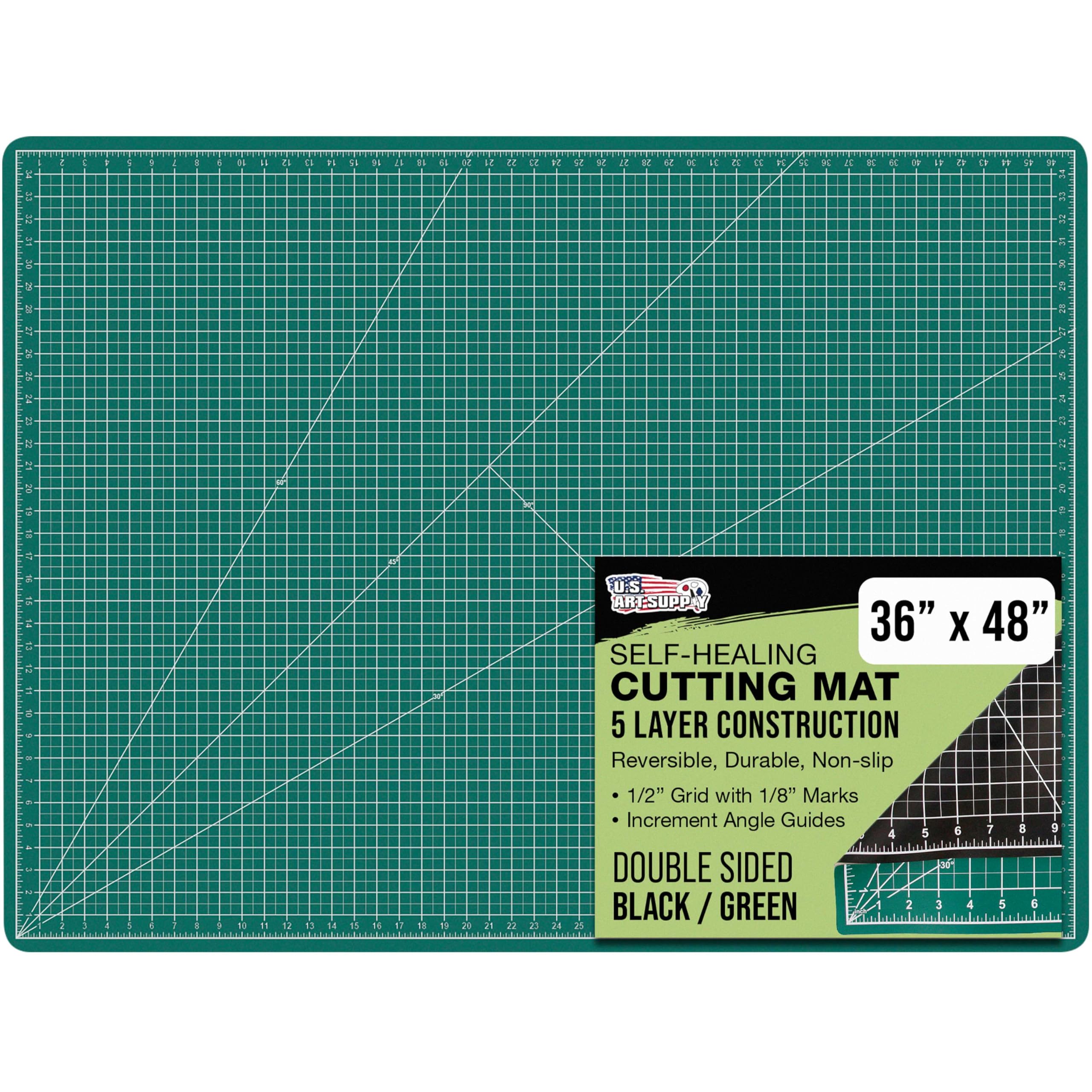 US Art Supply 36" x 48" GREEN/BLACK Professional Self Healing 5-Ply Double Sided Durable Non-Slip Cutting Mat Scrapbooking, Quilting, Sewing Arts & Craft