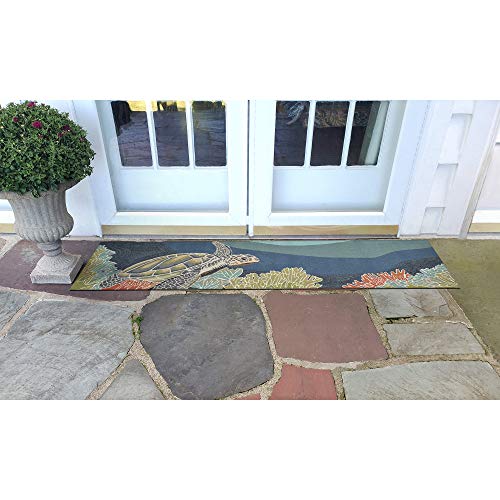 Liora Manne Ravella Indoor Outdoor Rug - Nautical Rug, Sea Life & Ocean Theme Decor, Comfortable & Durable, UV Stabilized, Stain Resistant Rug, Ocean Blue, 2' x 5'
