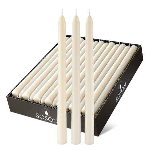 Simply Soson 10 inch Ivory Taper Candles 30 Pack | Ivory Candlesticks | Candle Sticks Bulk | Tapered Candles | Dripless Taper Candles | Long Candles Tall Candlesticks | Dinner Candles | Candles Sticks