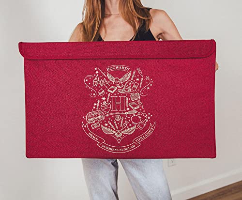 Harry Potter Hogwarts Collapsible Storage Bin Chest with Lid | Fabric Basket Container with Handles, Cubby Cube Closet Organizer | Wizarding World Gifts And Collectibles | 15 x 24 Inches