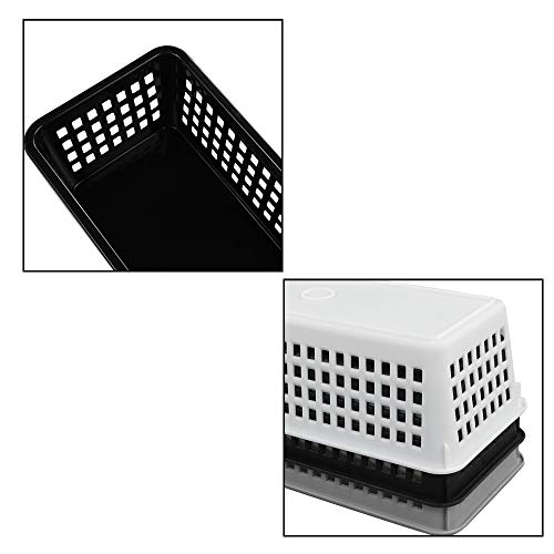 Utiao Plastic Storage Organizer Basket Trays, White, Grey, Black(6 Packs)