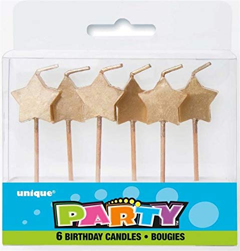Star Party Pick Candles - 3" | Gold | 6 Pcs