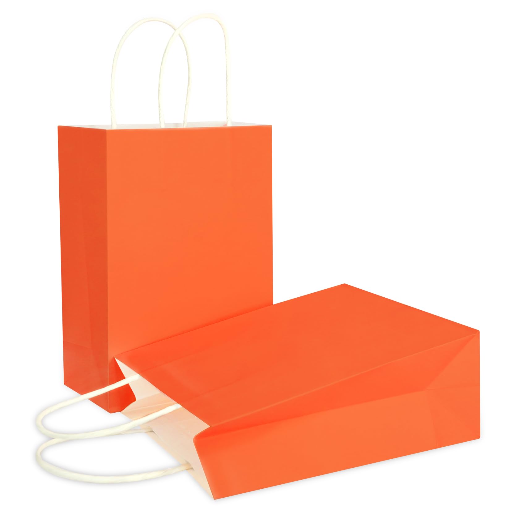 YADIAN 10 Pieces Kraft Paper Party Favor Gift Bags with Handle, Orange Small Size Gift Bags for Christmas, Birthday, Wedding and Party Celebrations