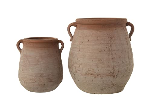 Creative Co-Op Large Orange & Whitewashed Terracotta Urn, 14 Inch High, Orange