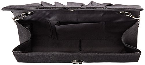 Damara Womens Satin Pleated Clutch Bag Wedding Bridal Prom Evening Handbag,Black, Large