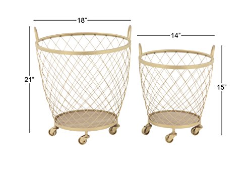 Deco 79 Modern Metal Wedge Storage Cart, Set of 2 15", 21"H, Gold