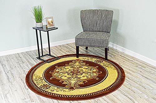PlanetRugs Glamour Design 206 3D Hand Carved Traditional Rug Oriental Floral 7'9''x10'8'' Brown Chocolate