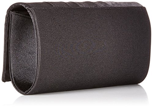 Damara Womens Satin Pleated Clutch Bag Wedding Bridal Prom Evening Handbag,Black, Large