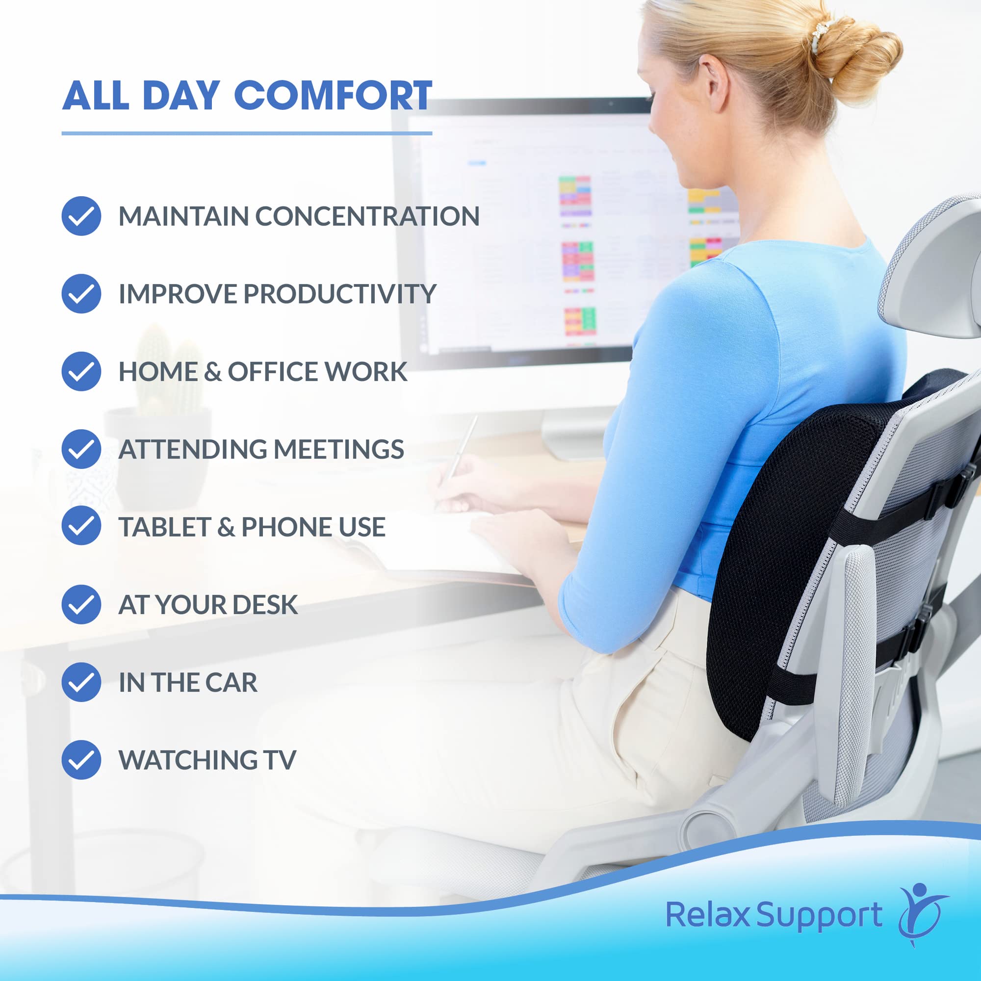 Lumbar Support Pillow for Office Chair - Back Comfort