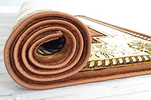 PlanetRugs Glamour Design 206 3D Hand Carved Traditional Rug Oriental Floral 7'9''x10'8'' Brown Chocolate