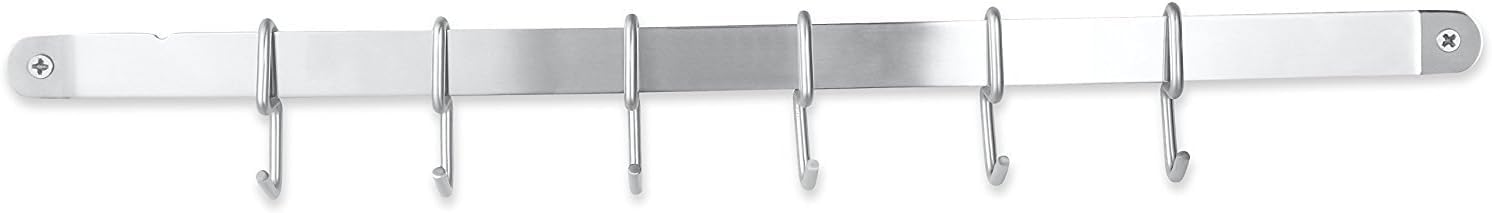 eForwish Stainless Steel Kitchen Utensil Racks Holder Hanging Rail Organize Pots Pans Kitchen Knife Gadgets On Wall Mounted Hanger Bar Rail Under Cabinet Shelf (6 Hook,17") Pack of 2