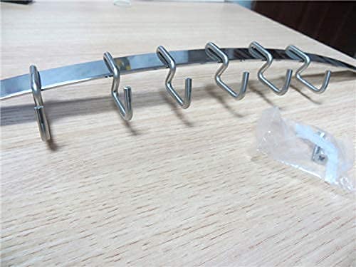 eForwish Stainless Steel Kitchen Utensil Racks Holder Hanging Rail Organize Pots Pans Kitchen Knife Gadgets On Wall Mounted Hanger Bar Rail Under Cabinet Shelf (6 Hook,17") Pack of 2