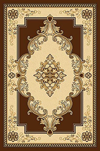 PlanetRugs Glamour Design 206 3D Hand Carved Traditional Rug Oriental Floral 7'9''x10'8'' Brown Chocolate