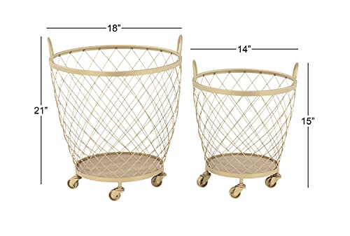 Deco 79 Modern Metal Wedge Storage Cart, Set of 2 15", 21"H, Gold