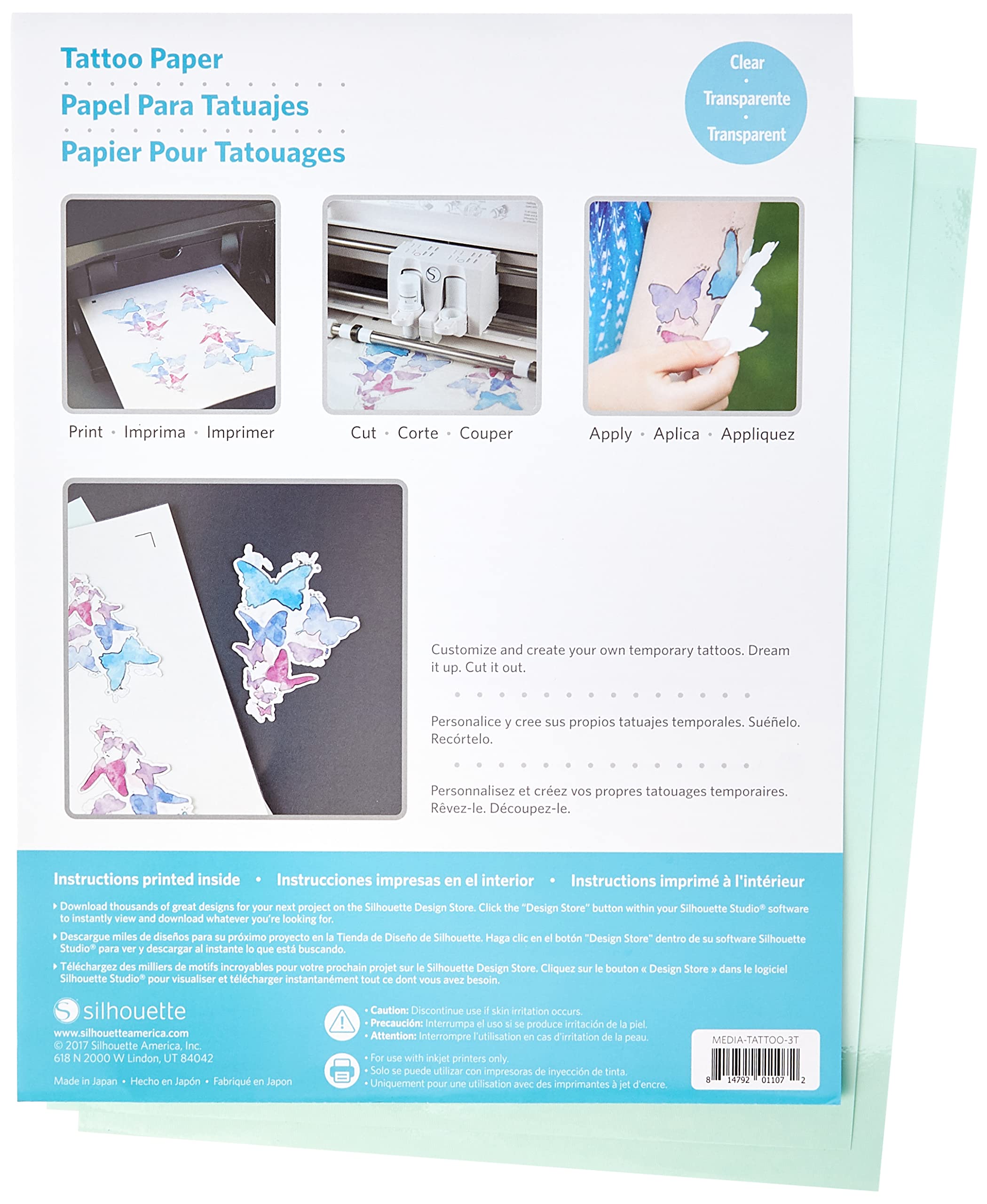 Silhouette America, Inc Temporary Tattoo Paper, 8.5x11 Inches, Basic