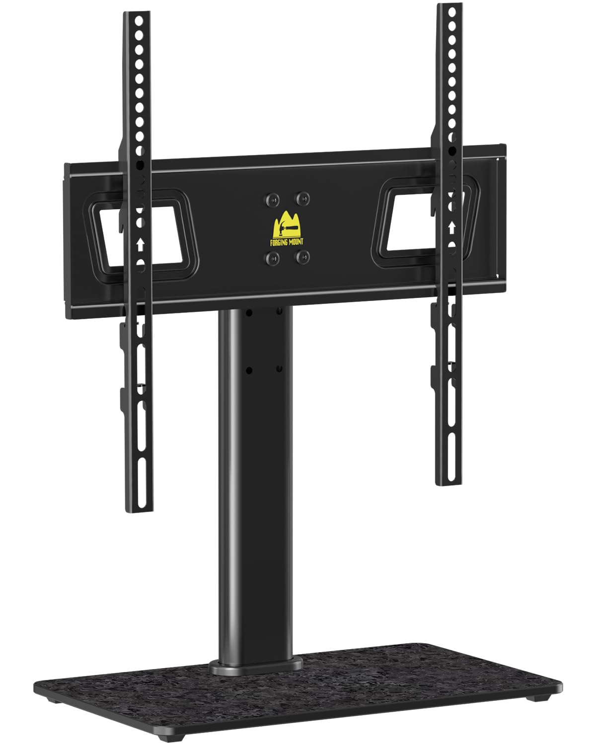 FORGING MOUNT Universal Swivel TV Stand with Tempered Glass Base for 26-55" TVs-Height Adjustment Tabletop TV Base Stand Mount, Holds up to 88lbs, Max VESA 400x400mm