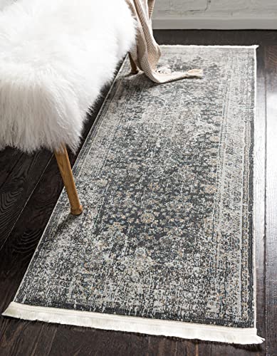 Unique Loom Baracoa Collection Area Rug - La Cabana (2' 2" x 6' 1" Runner, Fume Gray/ Brown)