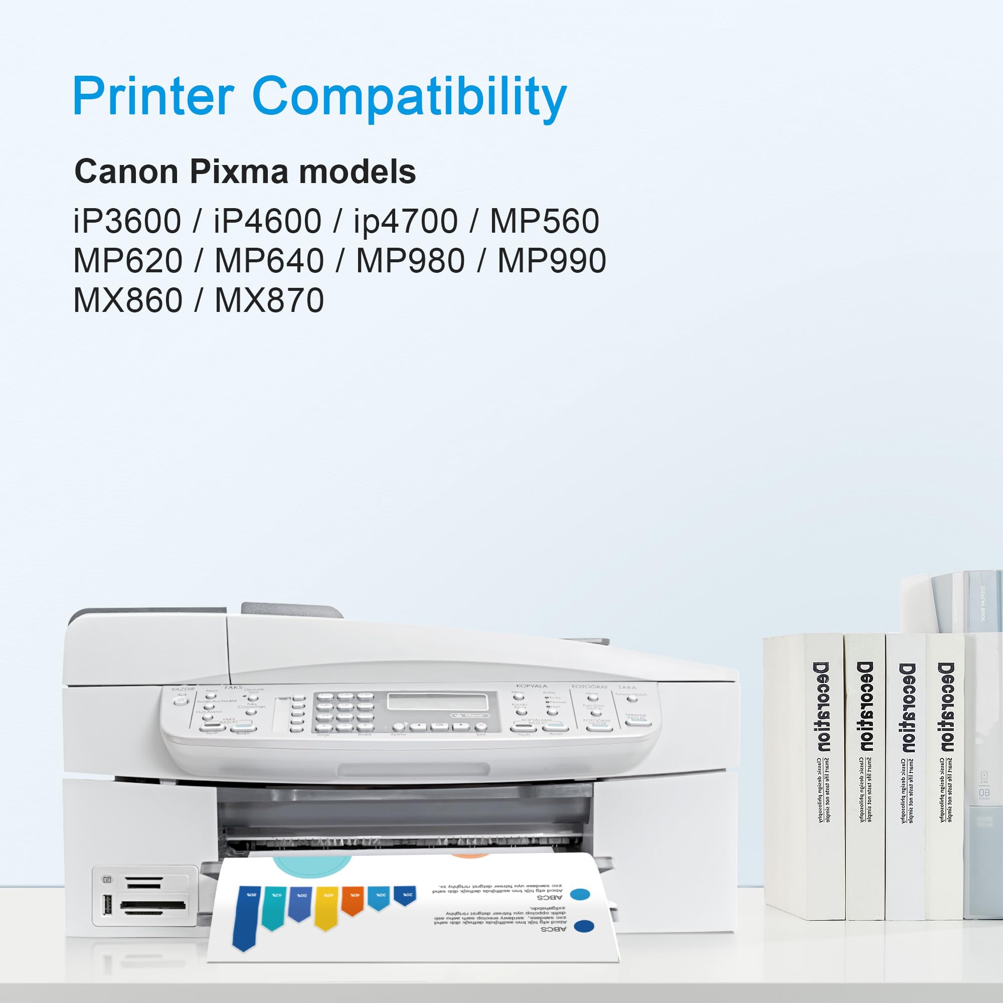 220 221 Ink Cartridge Value Pack Black/Color, Canon PGI-220 CLI-221 PGI220 CLI221 to use with Canon MX860 MX870 MP620 MP640 (1 Large Black, 1 Cyan, 1 Magenta, 1 Yellow, 1 Black) 5 Pack