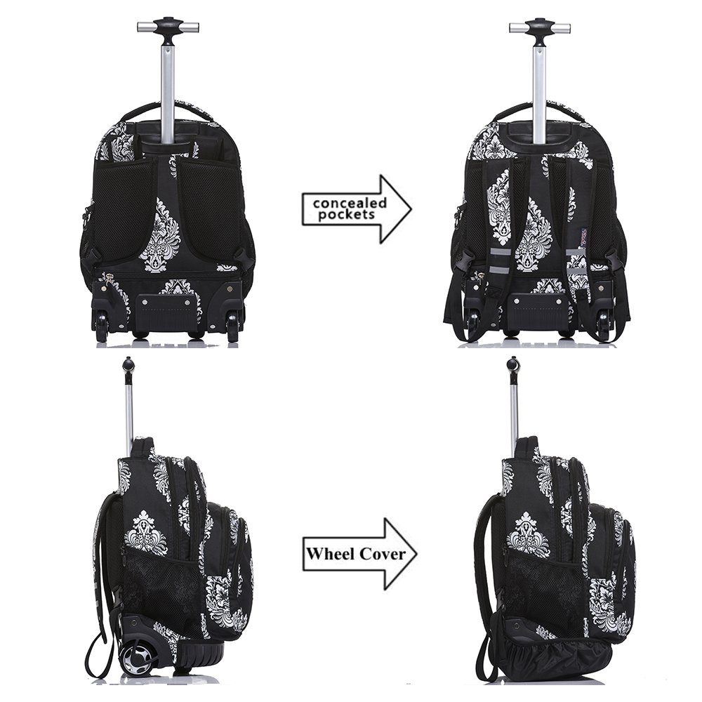 Tilami Rolling Backpack 18 inch Boys and Girls Laptop Backpack, Totem