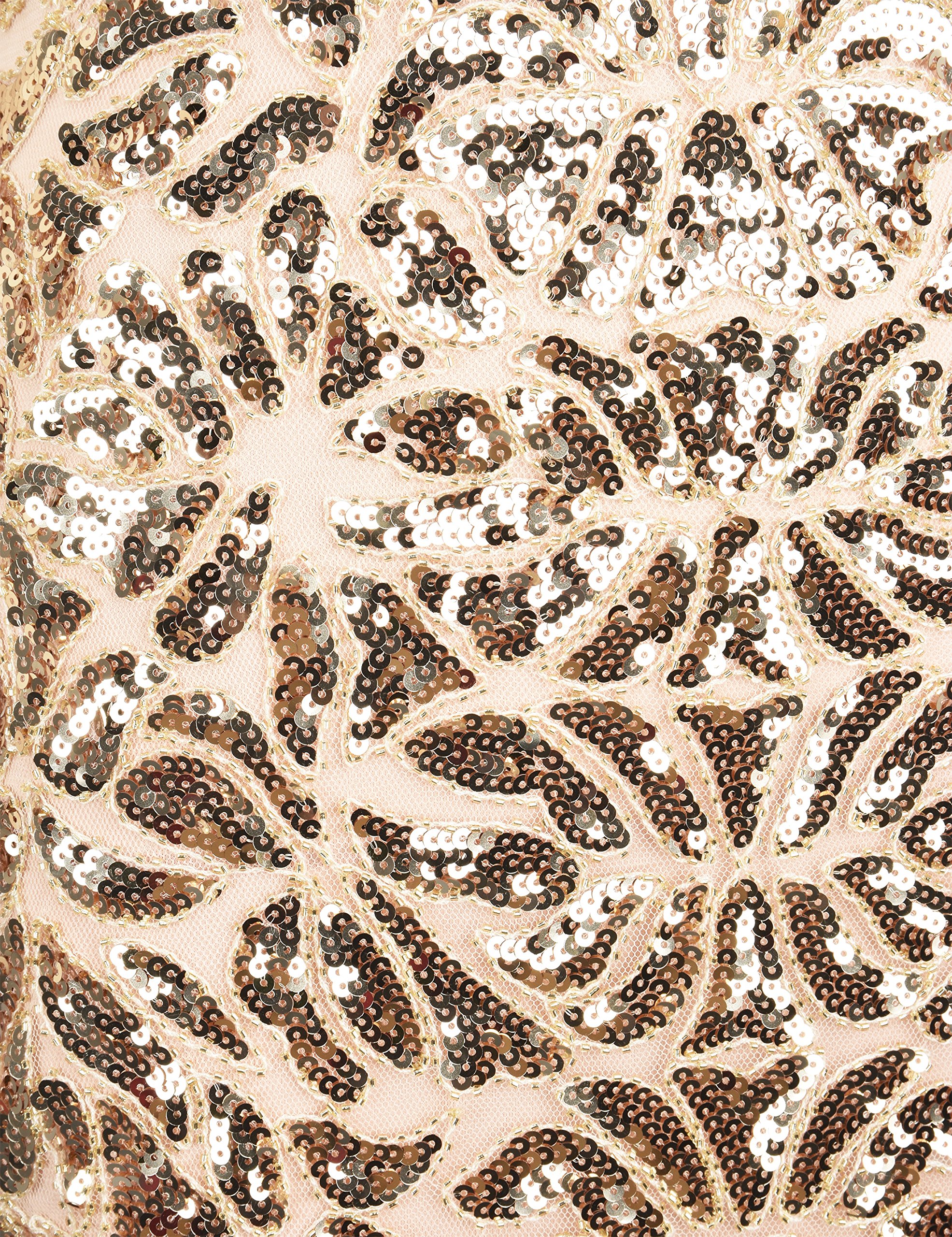 PrettyGuide Women 's 1920s Art Deco Sequin Gatsby Formal Evening Prom Dress L Gold Beige