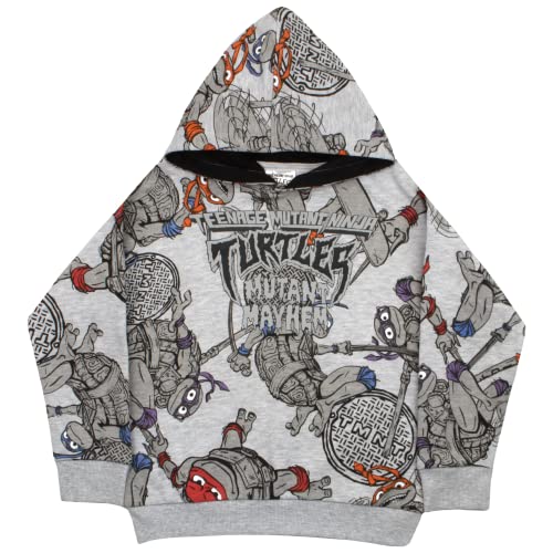 Nickelodeon Teenage Mutant Ninja Turtles Mutant Mayhem Pullover Hoodie for Kids and Toddlers (Size 5/6, Grey)