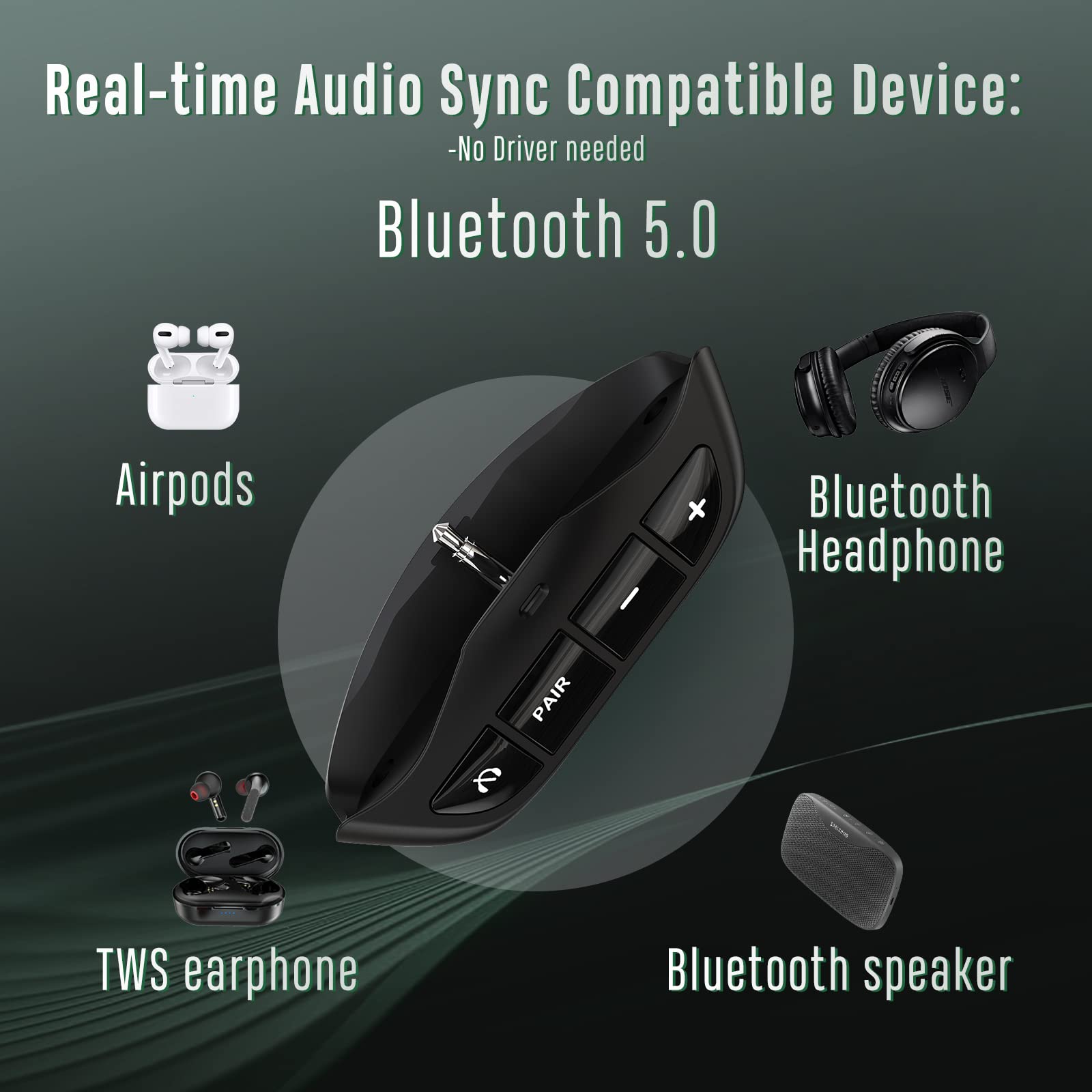 Uberwith Bluetooth Adapter for PS 5 Accessories BT 5.0 Wireless Audio Transmitter for PS 5 controller with Low Latency for AirPods all Bluetooth Headphone Speakers Earbuds