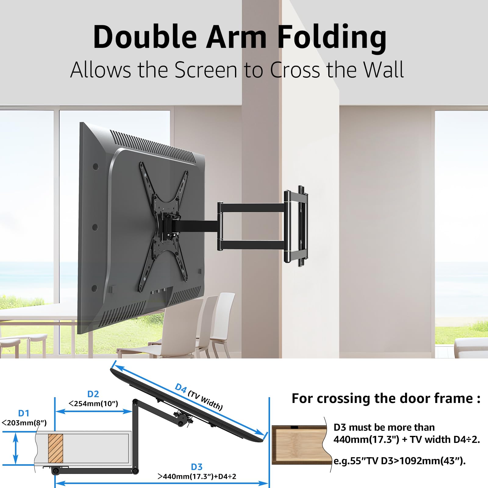 MOUNTUP Corner TV Wall Mount 30 inch Long Arm TV Mount for Most 26"-60" TVs, Full Motion TV Mount Articulating Wall Mount TV Bracket Max VESA 400x400mm, Smoothly Extendable, Holds up to 77 lbs MU0057
