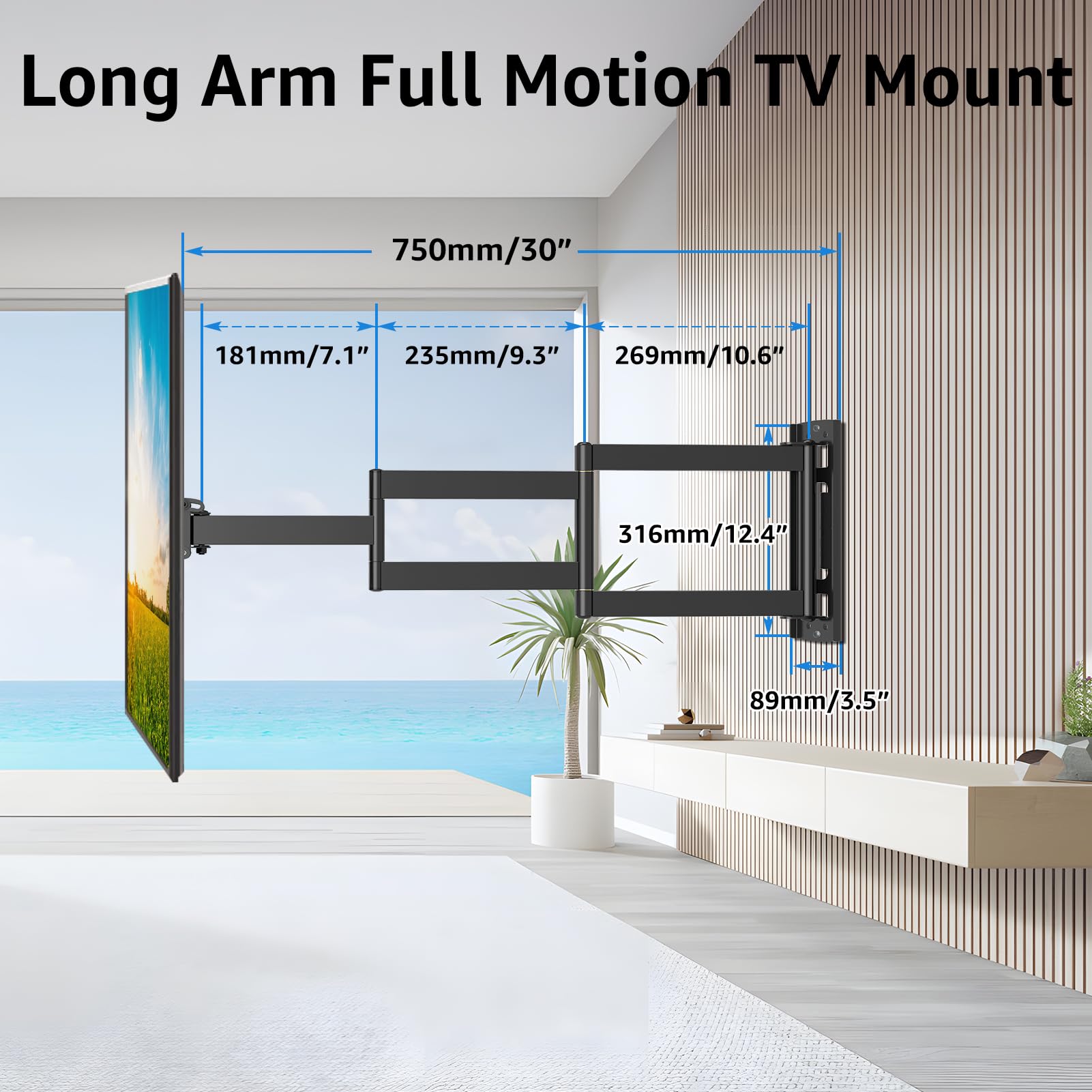 MOUNTUP Corner TV Wall Mount 30 inch Long Arm TV Mount for Most 26"-60" TVs, Full Motion TV Mount Articulating Wall Mount TV Bracket Max VESA 400x400mm, Smoothly Extendable, Holds up to 77 lbs MU0057