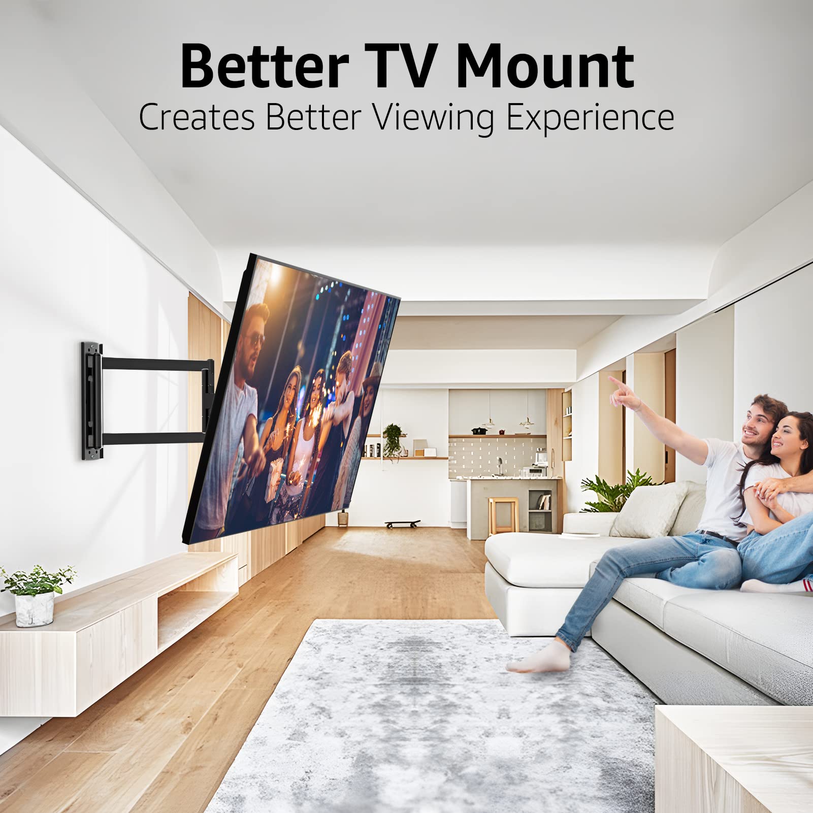 MOUNTUP Corner TV Wall Mount 30 inch Long Arm TV Mount for Most 26"-60" TVs, Full Motion TV Mount Articulating Wall Mount TV Bracket Max VESA 400x400mm, Smoothly Extendable, Holds up to 77 lbs MU0057