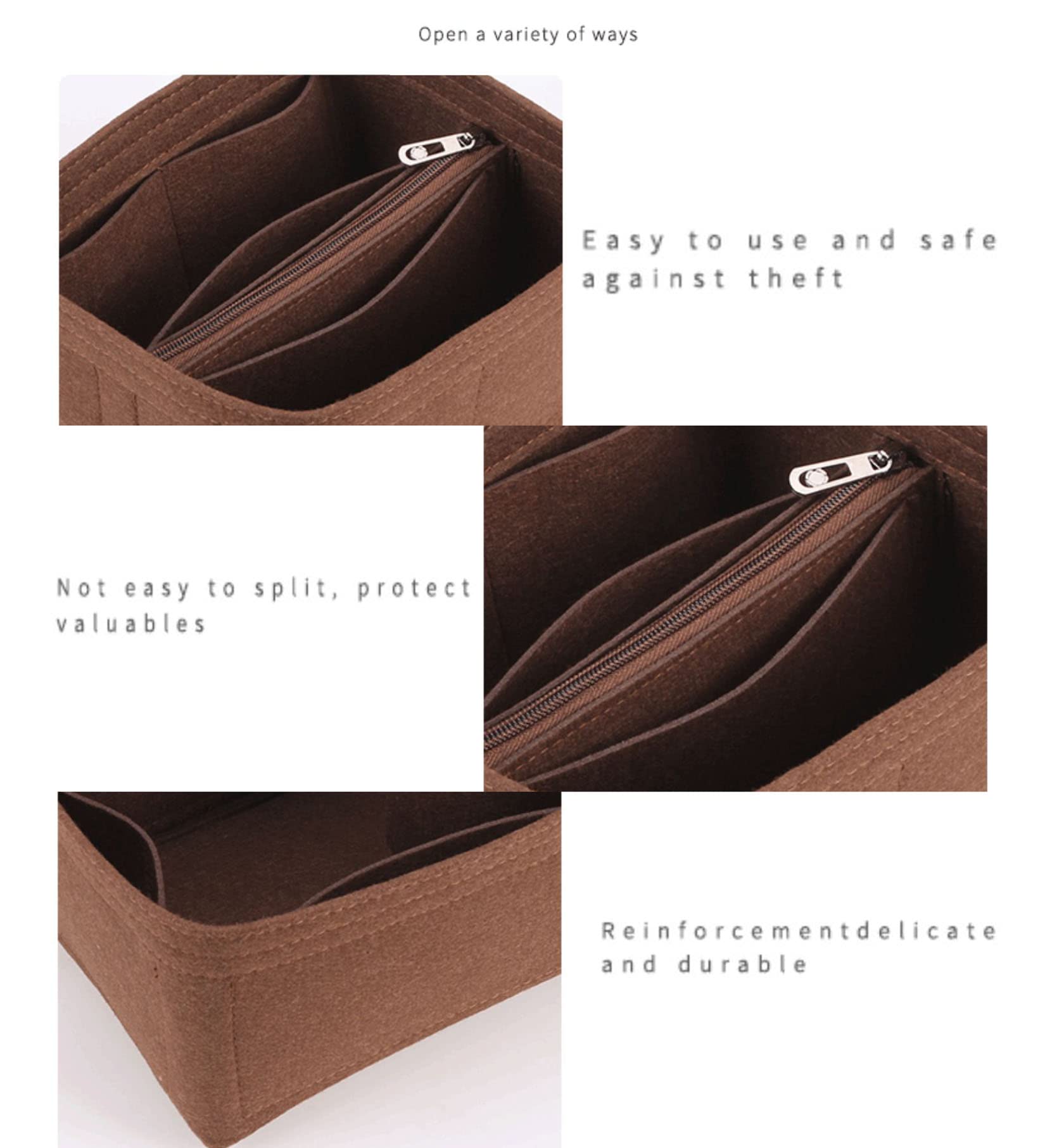 Lckaey Purse Organizer for NOE inner bag NOE BB bucket bag Petit NOE NM storage bag small zipper insert3053khaki-L