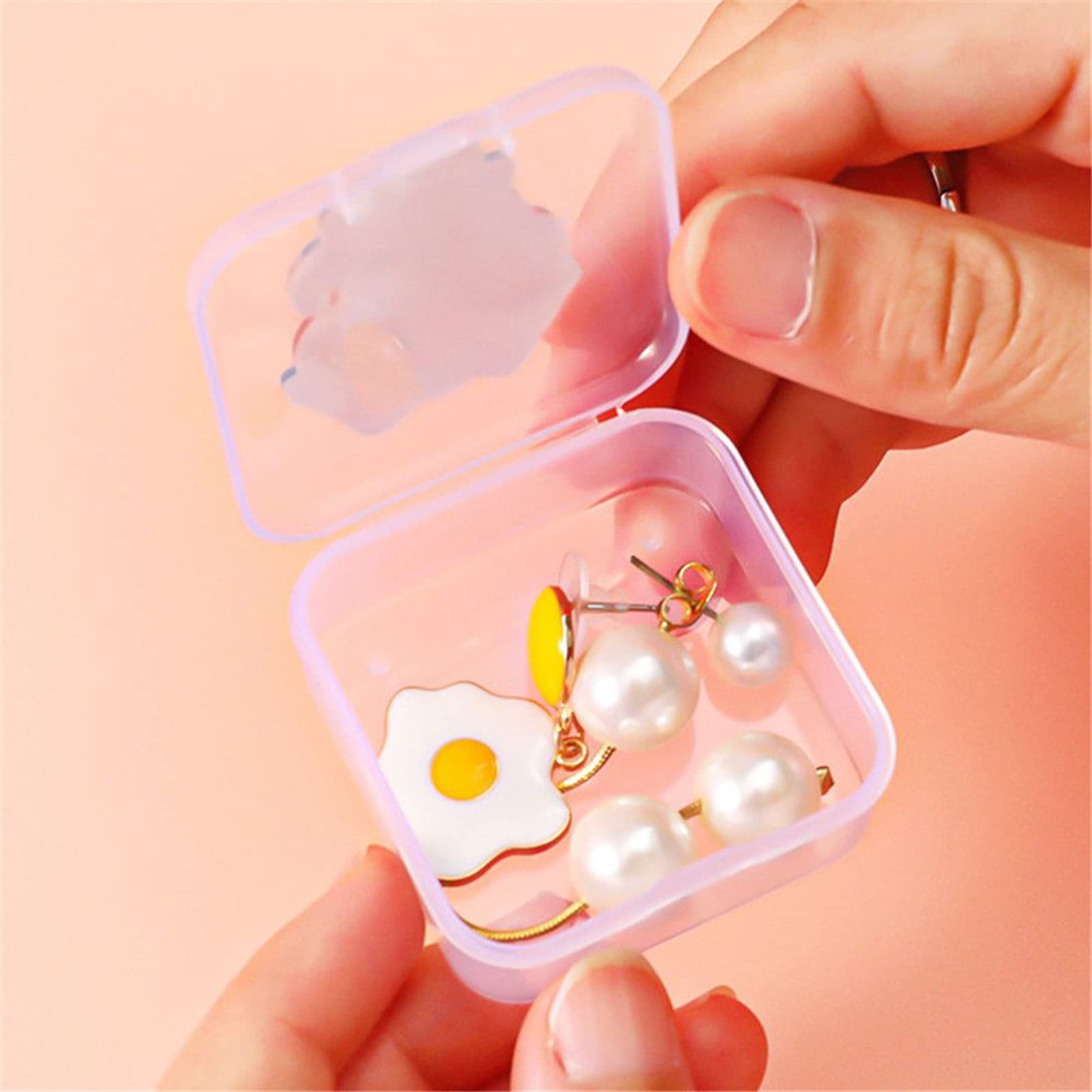 kuosbiu 12 Pieces Plastic Storage Cases Mini Clear Bead Storage Containers Transparent Boxes with Hinged Lid and Rectangle Clear Craft Supply Case