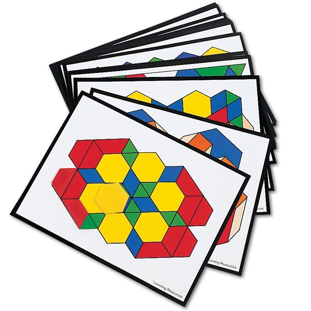 Learning Resources Intermediate Pattern Block Design Cards, Pattern, Pattern Blocks for Kids, Pattern Block Activities, for Grades 2-6, 36 Activities