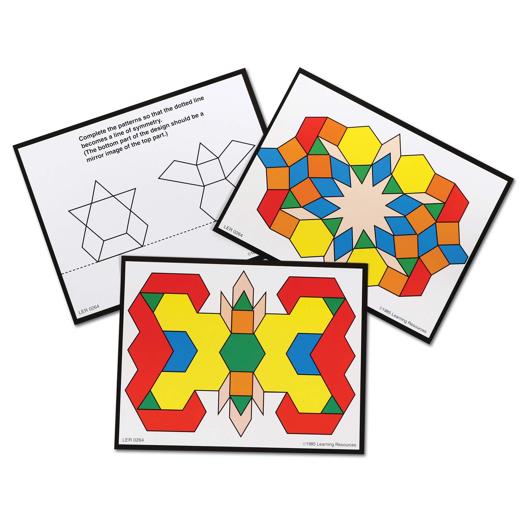 Learning Resources Intermediate Pattern Block Design Cards, Pattern, Pattern Blocks for Kids, Pattern Block Activities, for Grades 2-6, 36 Activities