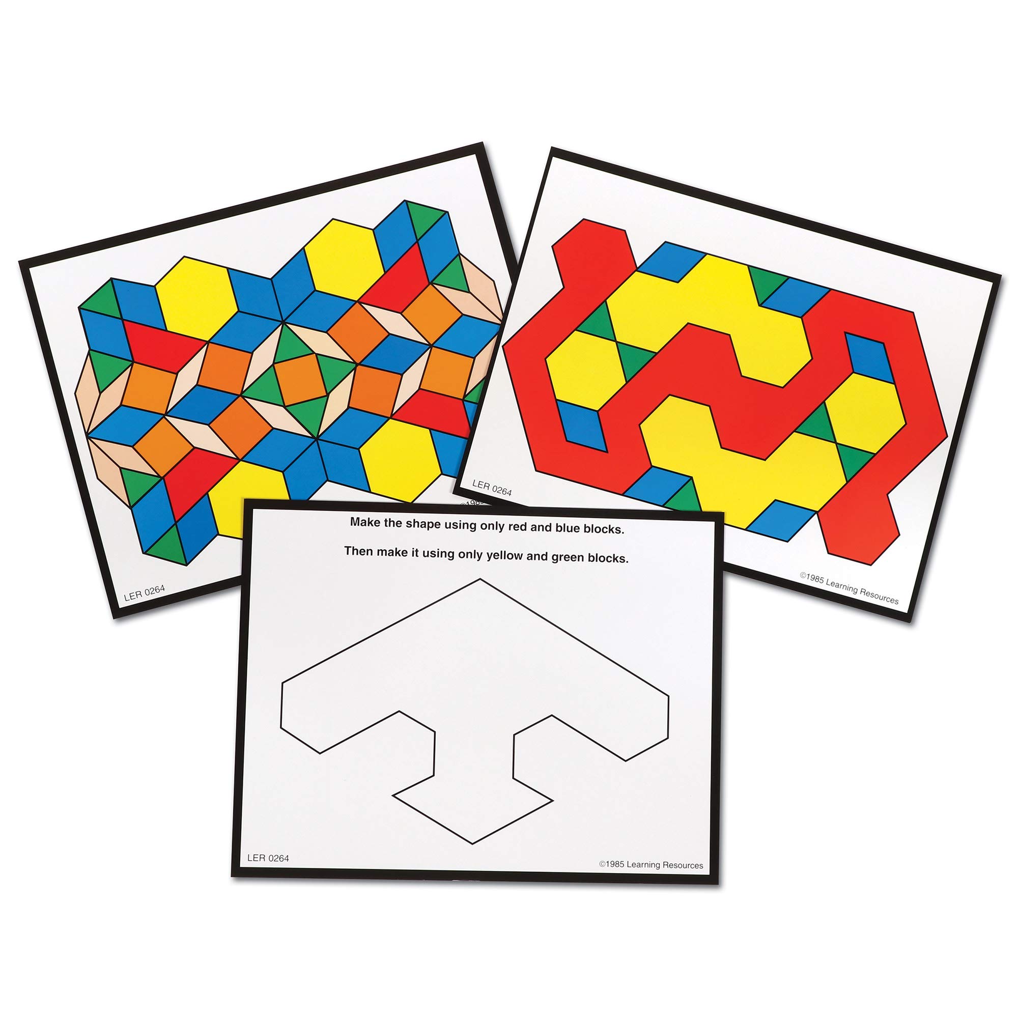 Learning Resources Intermediate Pattern Block Design Cards, Pattern, Pattern Blocks for Kids, Pattern Block Activities, for Grades 2-6, 36 Activities