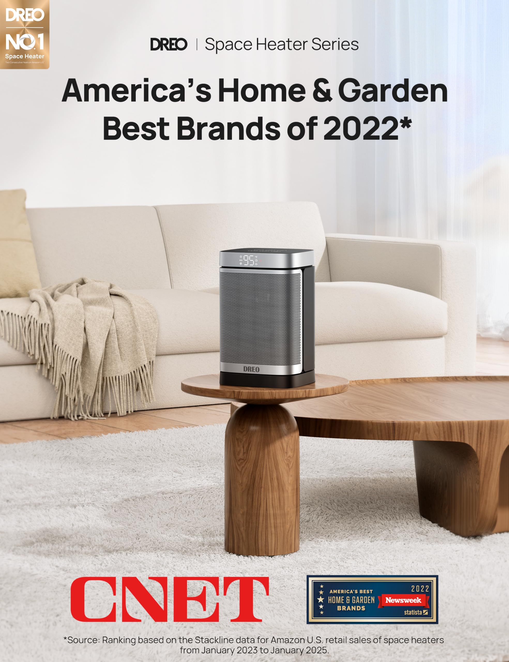 Dreo Space Heaters for Indoor Use, Atom One Portable Heater with 70°Oscillation, 1500W PTC Electric Heater with Thermostat, Fast Safety Heat, Remote, 1-12h Timer, Upgraded Small Heater for Office Home