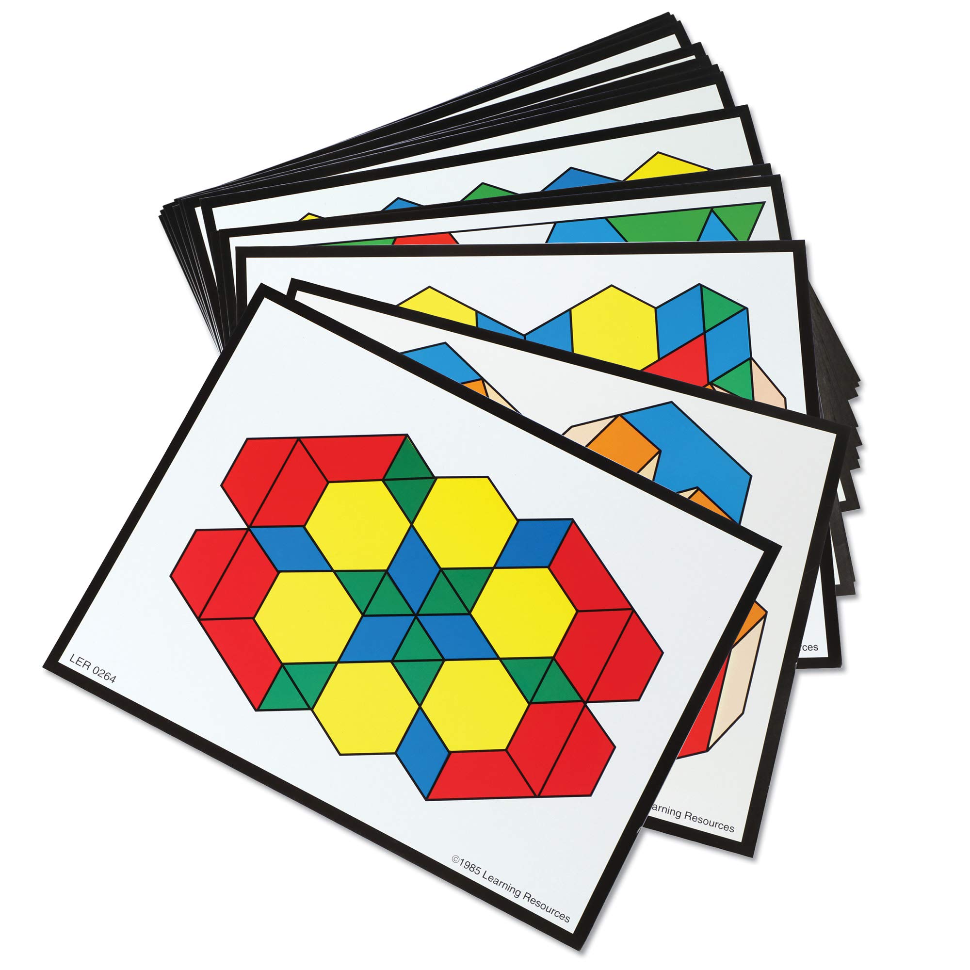 Learning Resources Intermediate Pattern Block Design Cards, Pattern, Pattern Blocks for Kids, Pattern Block Activities, for Grades 2-6, 36 Activities