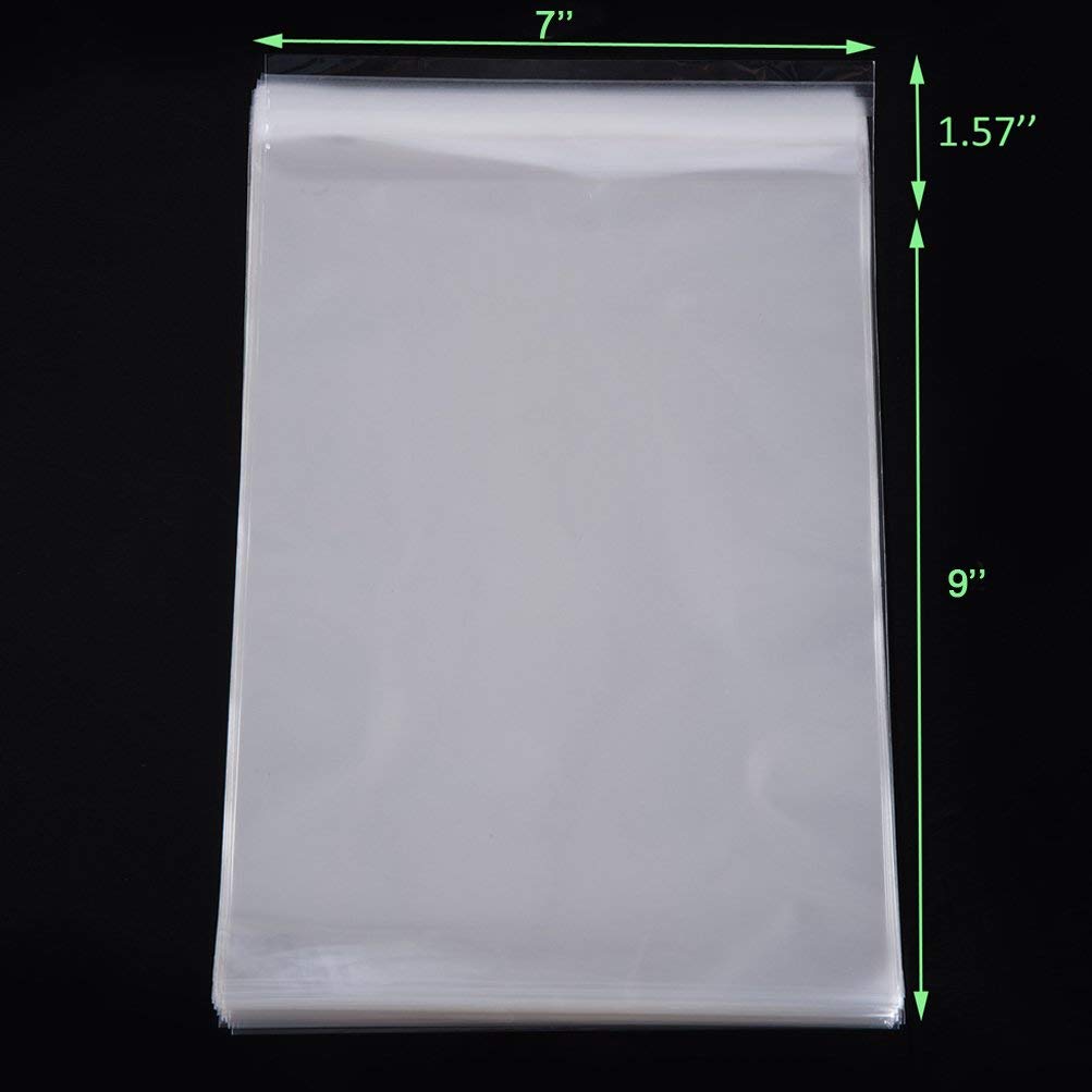 MOWO Clear Plastic Bags 7x9 inch Resealable Candy Coffee Beans Gift Wrap,Pack of 100, 1.6mil