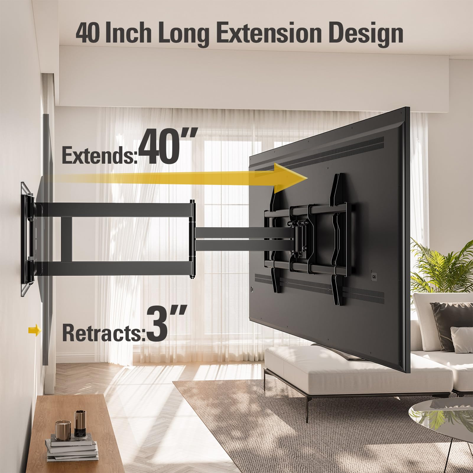 Mounting Dream Long Arm TV Wall Mount for Most 42-90 Inch TV, 40 Inch Extension TV Mount Swivel and Tilt, Full Motion Mount Fits Max VESA 800x400mm, 150 lbs. Loading, 16”,18”, 24” Studs