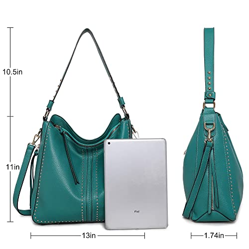 Montana West Large Leather Hobo Handbag for Women Studded Shoulder Bag Crossbody Purse MWC-1001WTQ