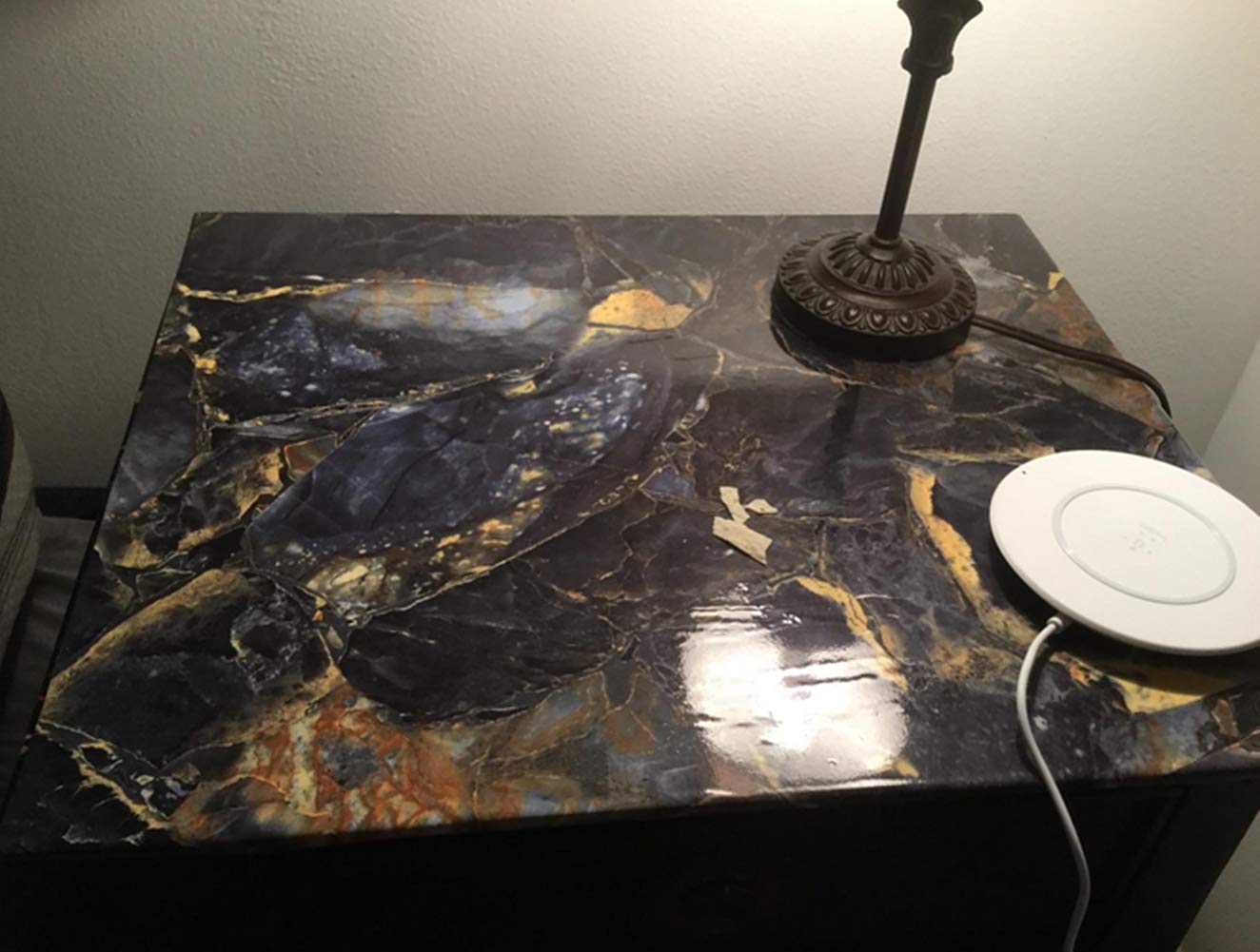 UPREDO Blue Stone Marble Granite Look Effect Countertops Gloss Vinyl Film 12inch by 79inch (Blue Stone)